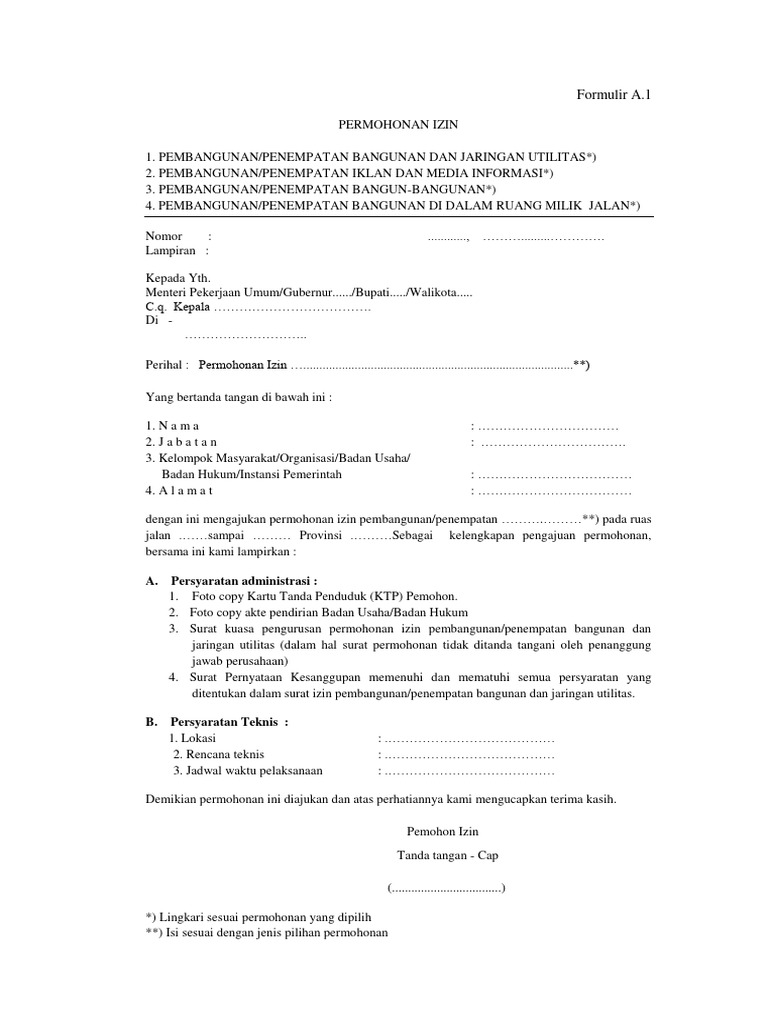 Form Permohonan Izin Jembatan | PDF