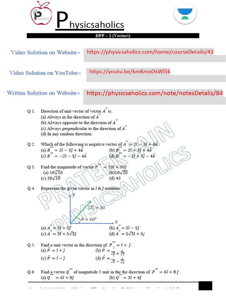 uploads1655278050DPP 2 Vectors | PDF | Euclidean Vector | Mathematical Concepts