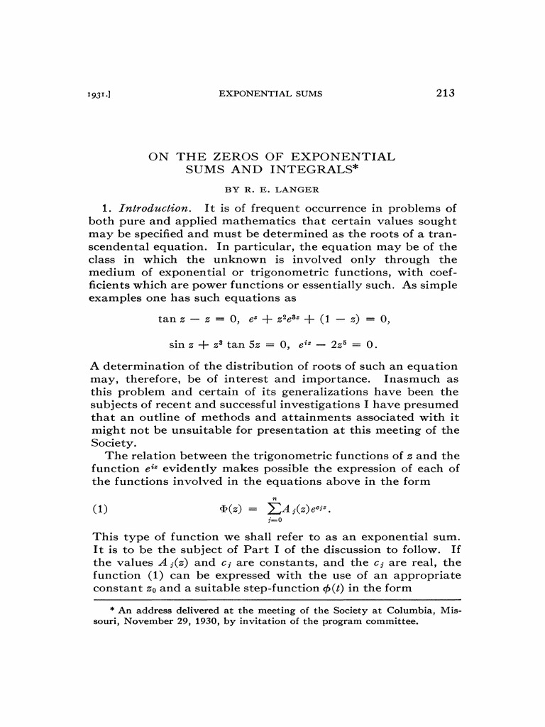 Exponential Sums Pdf Exponentiation Exponential Function