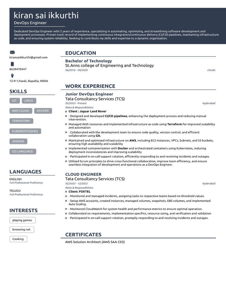 Kiran's Resume | PDF | Amazon Web Services | Software Development