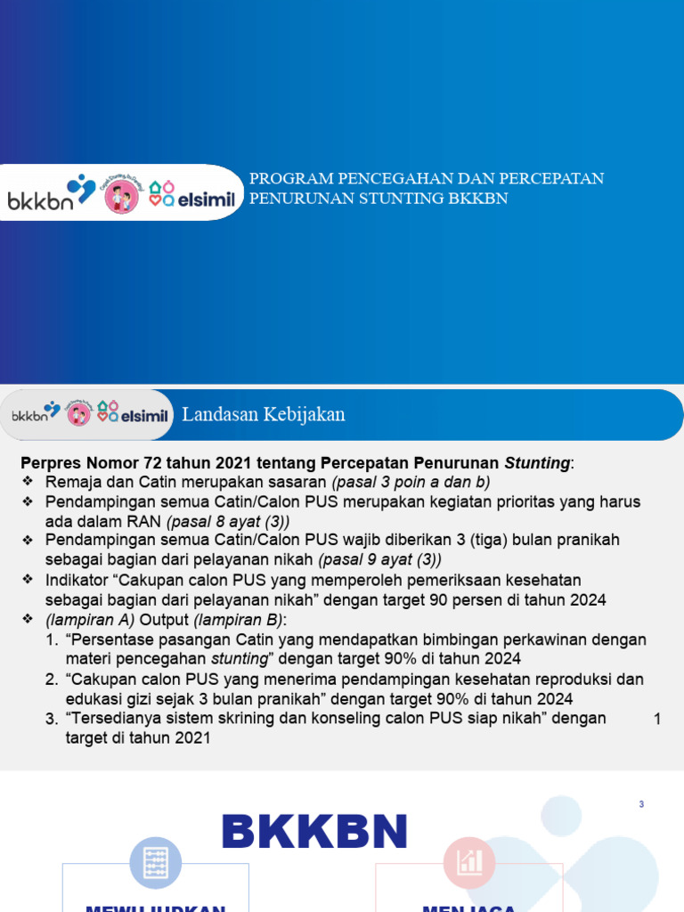Program Pencegahan Dan Penurunan Stunting BKKBN | PDF