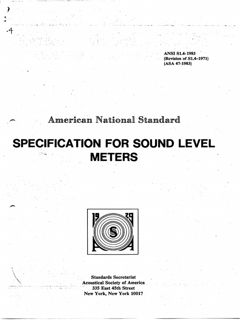 ANSI S1.4-Specification For Sound Level Meters | PDF