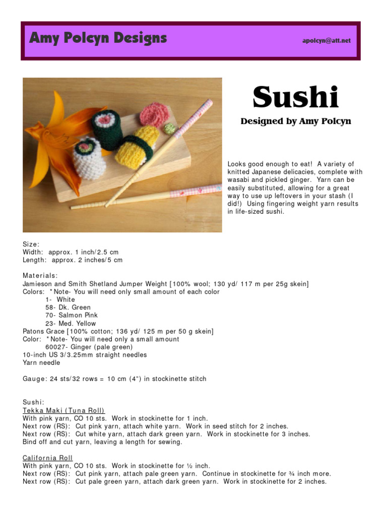 Sushi | PDF | Yarn | Sushi