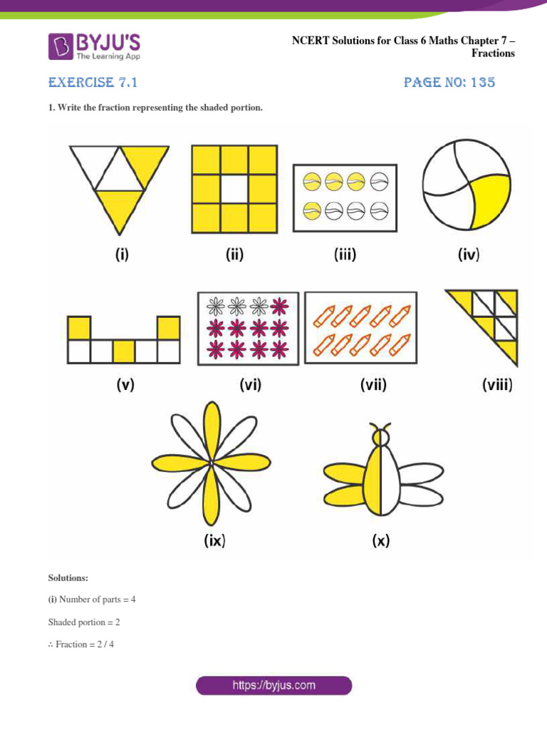 Class 6 Maths: NCERT Fractions Solutions | PDF | Division (Mathematics ...