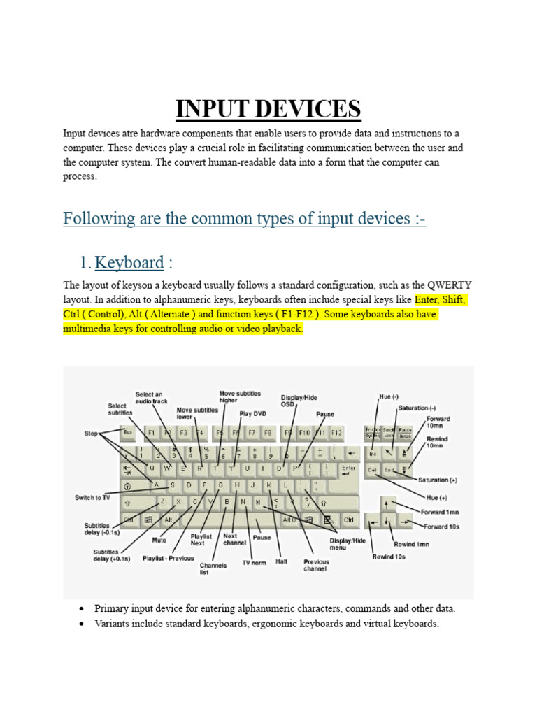 Input 0 Output Devices Pdf Computer Keyboard Inputoutput 0611