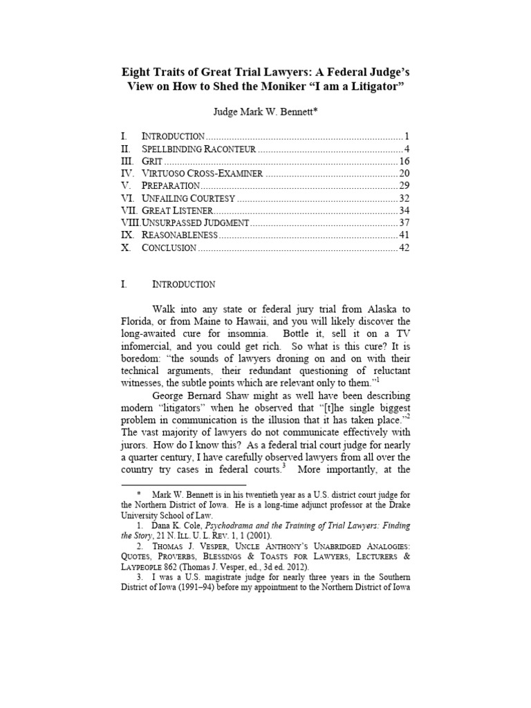 1 Judge Bennett 8 Traits | PDF | Grit (Personality Trait) | Storytelling