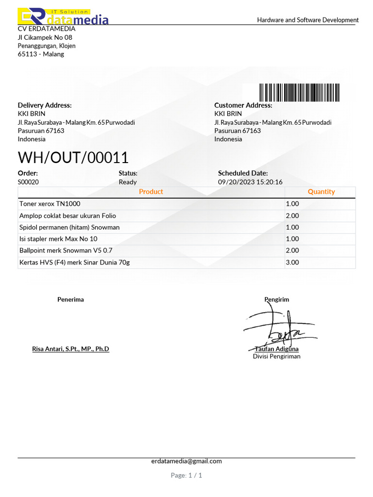 Picking Operations - KKI BRIN - WH - OUT - 00011 - 2 | PDF