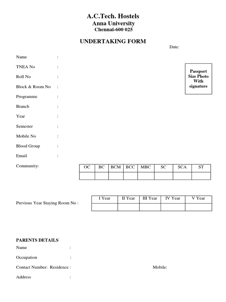 Undertaking Form - Actech Updated | PDF