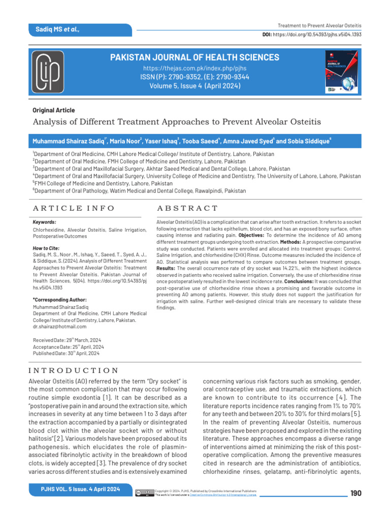 36 Analysis of Different Treatment Approaches To Prevent Alveolar ...