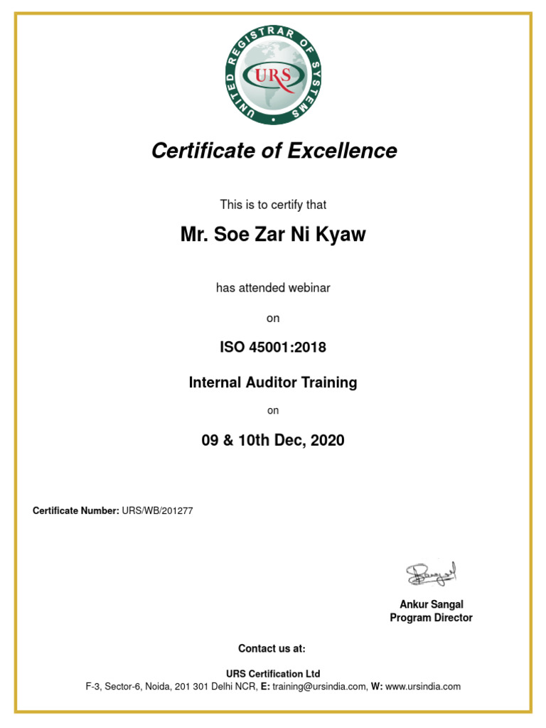 Mr. Soe Zar Ni Webinar Certificate1 | PDF