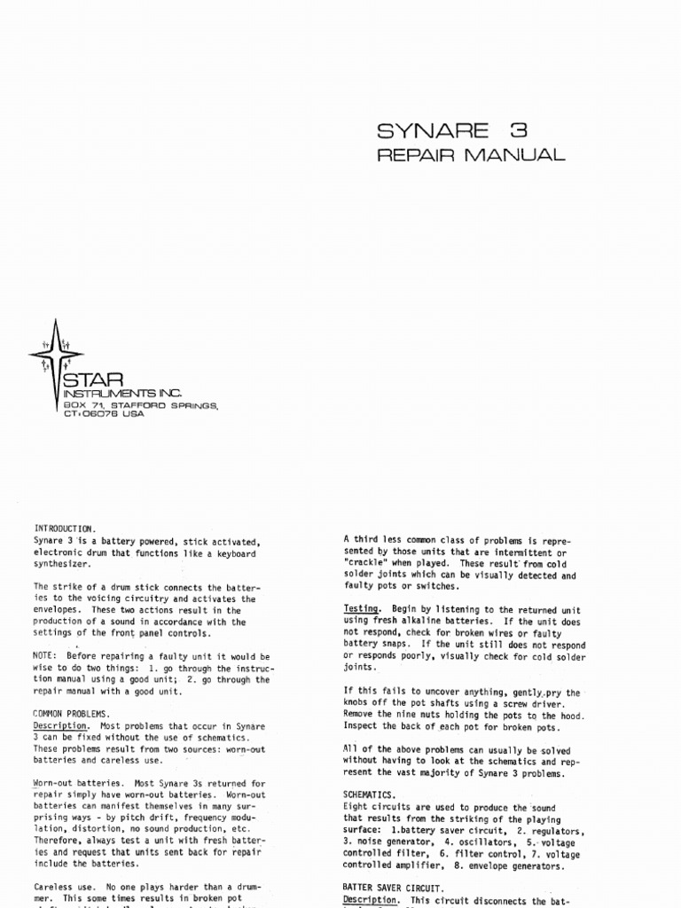 SynareS3 Repairmanual | PDF