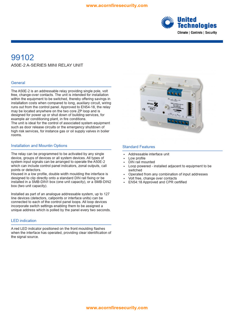 Ziton A50E-2 Relay | PDF | Relay | Switch