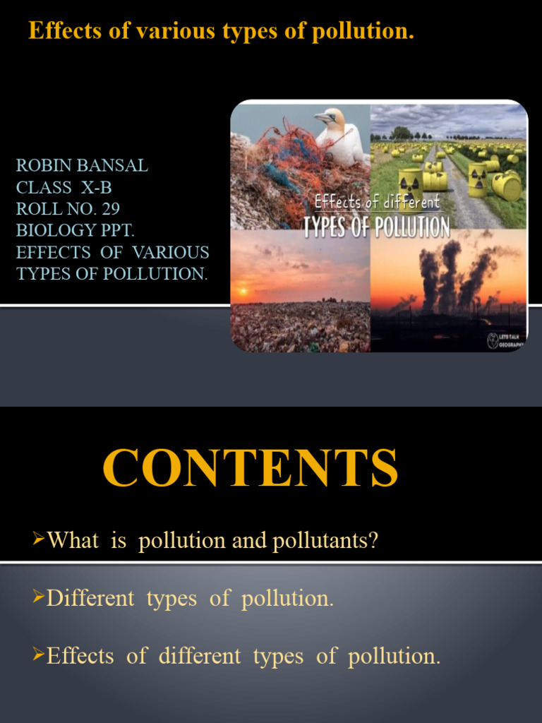 Effects of Various Types of Pollution | PDF | Pollution | Water Pollution
