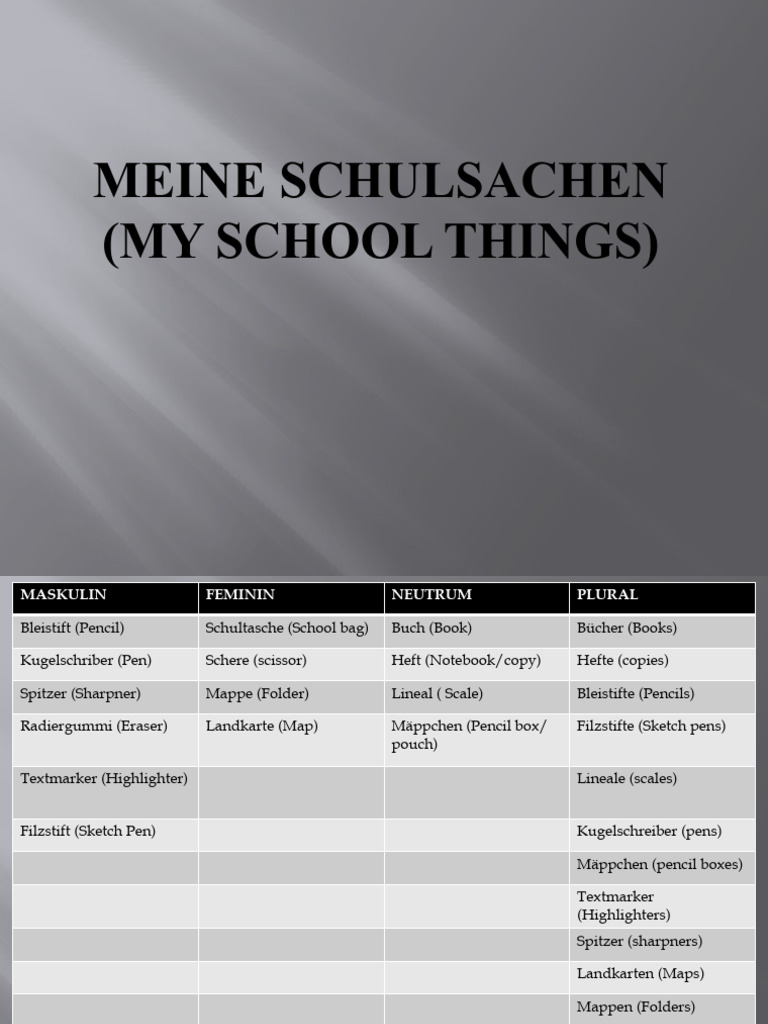 Meine Schulsachen | PDF
