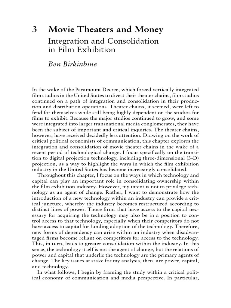 3 Movie Theaters and Money Integration and Consolidation in Film ...