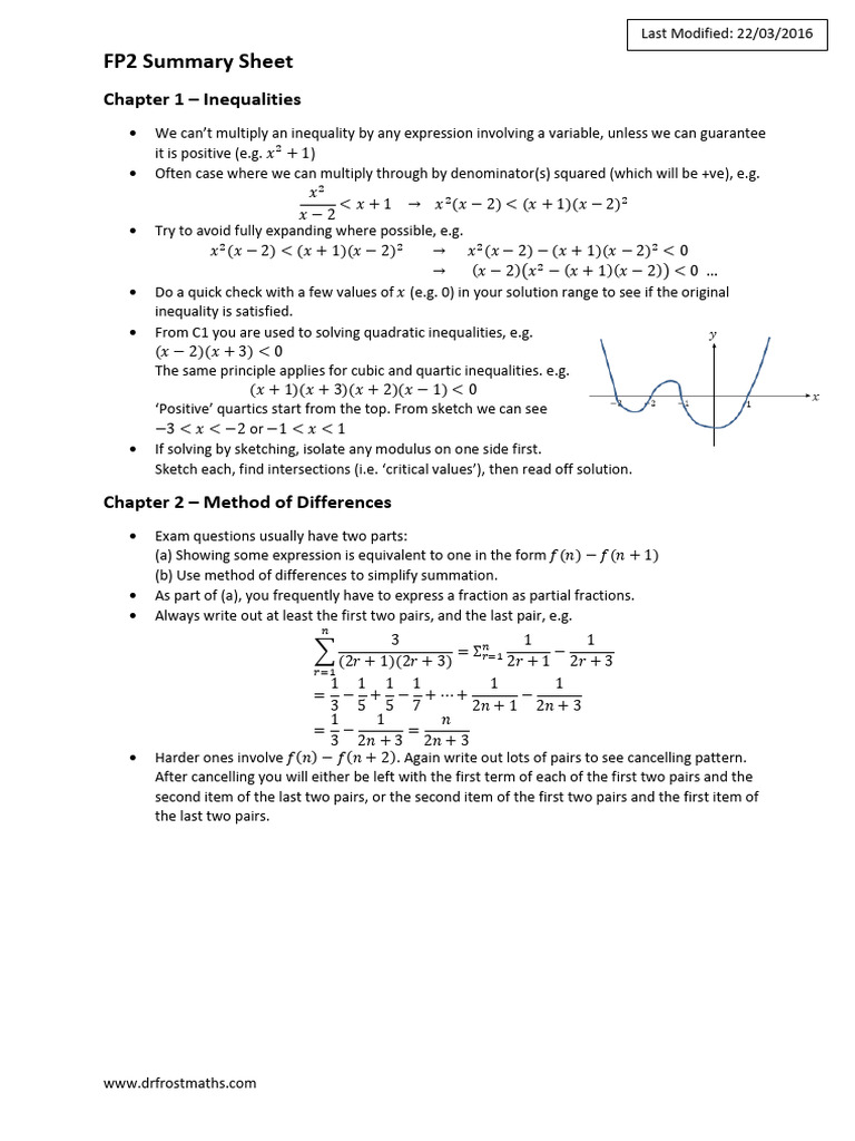 FP2 RevisionSheet | PDF | Equations | Area