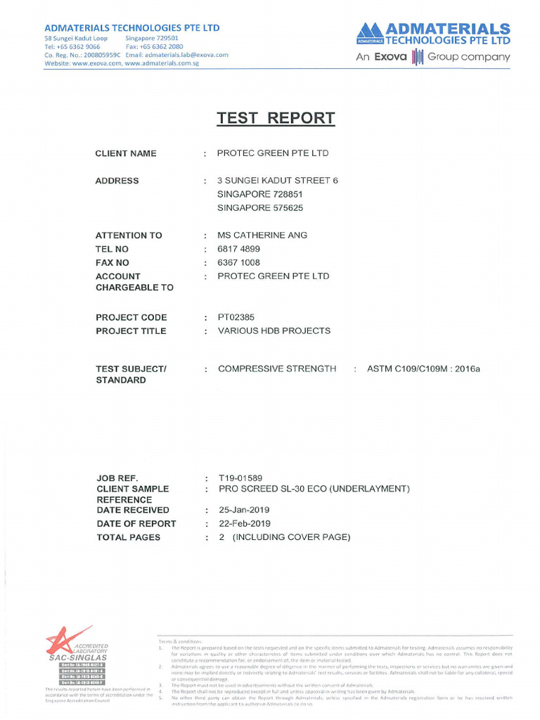 PRO SCREED SL UL ECO - Test Report | PDF