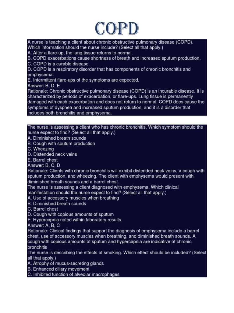 COPD Patient Education and Management Guide | PDF | Chronic Obstructive ...