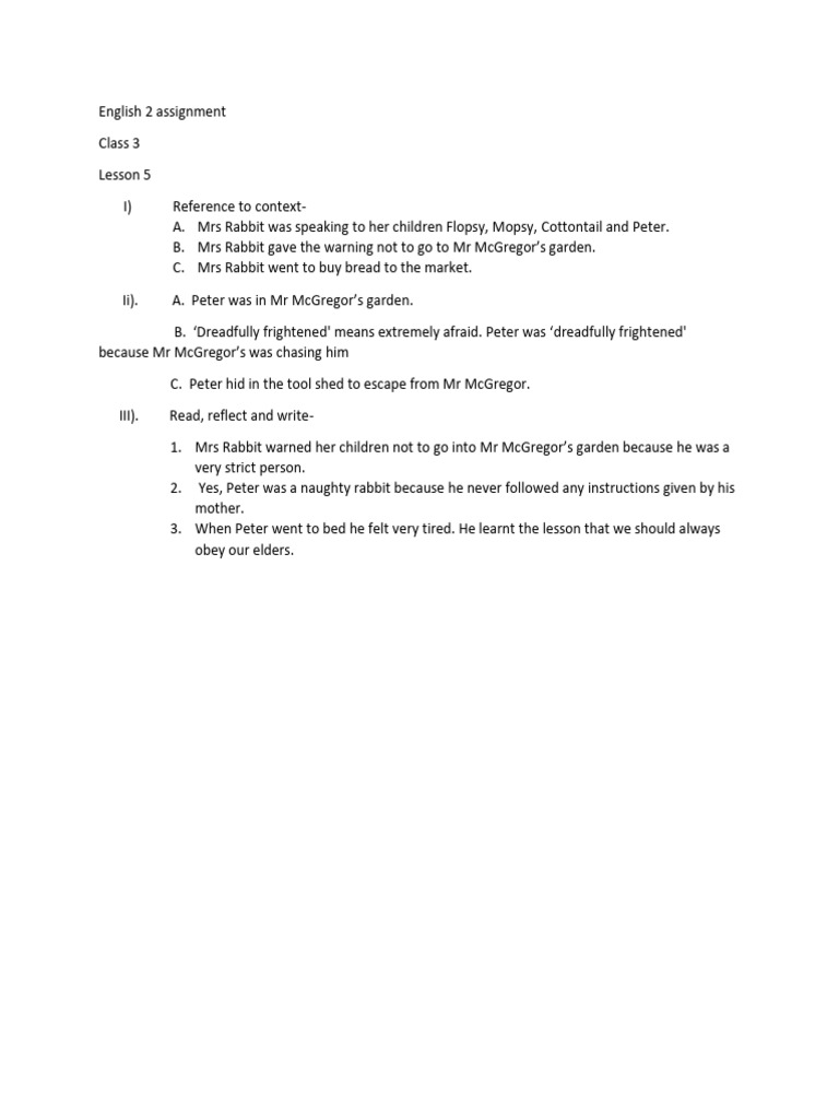 English 2 Lesson 5 | PDF