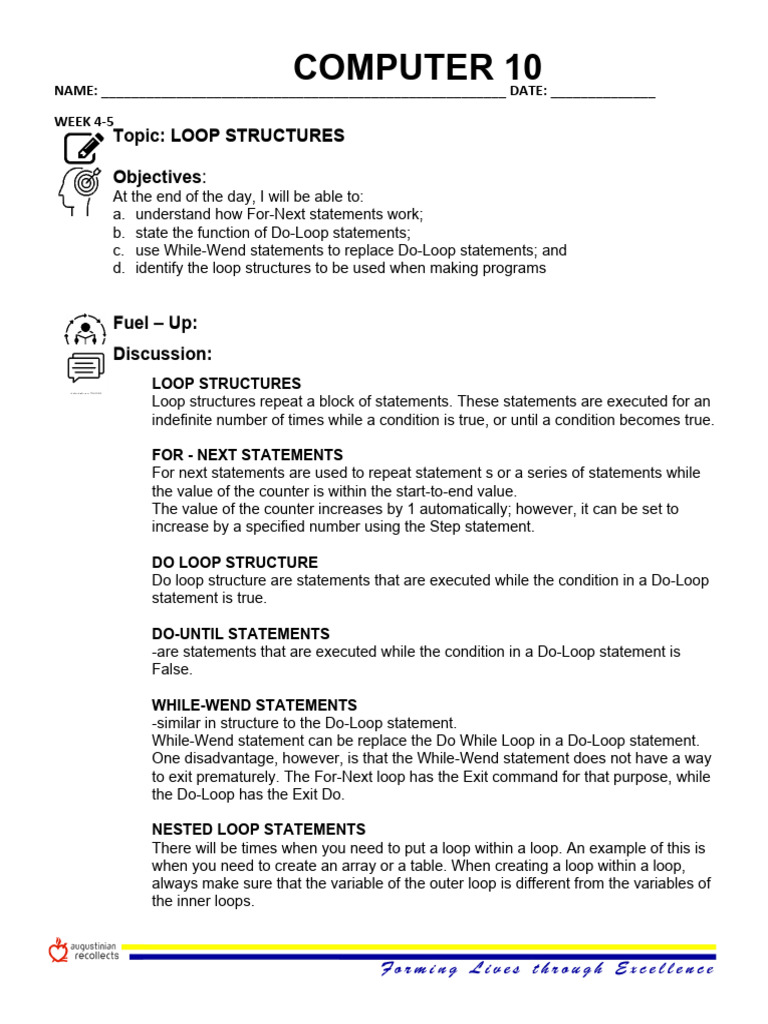 3Q 10 Week 4-5 | PDF | Control Flow | Software Development
