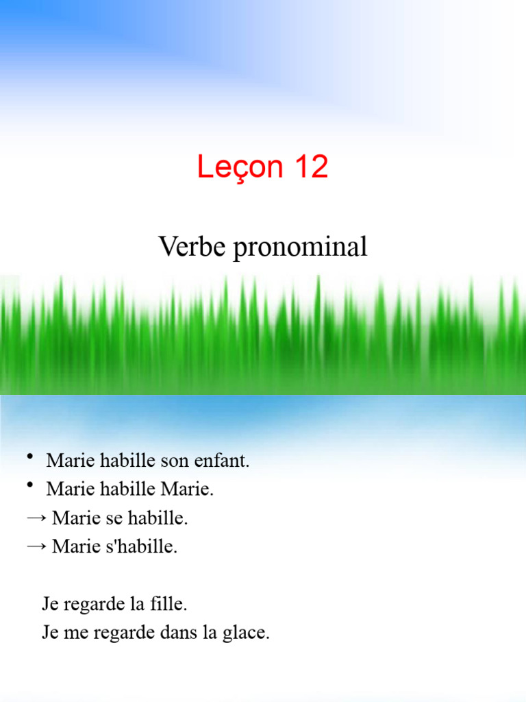 Lecon 12 Verbe Pronominal - pptx..20240619095142461 | PDF | Sommeil ...