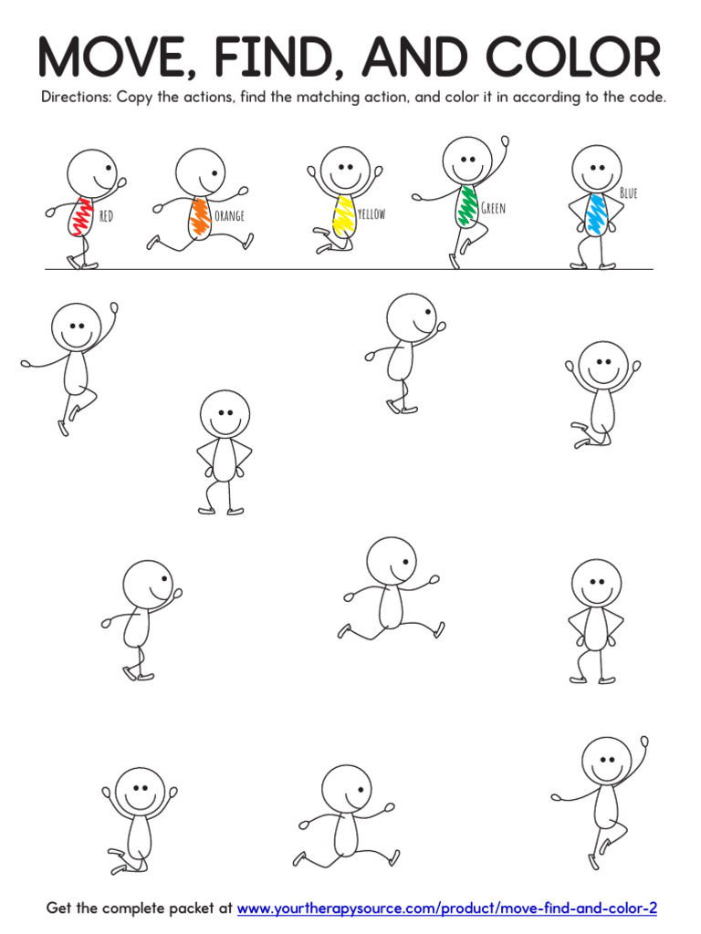 Move, Find, and Color: Directions: Copy The Actions, Find The Matching ...