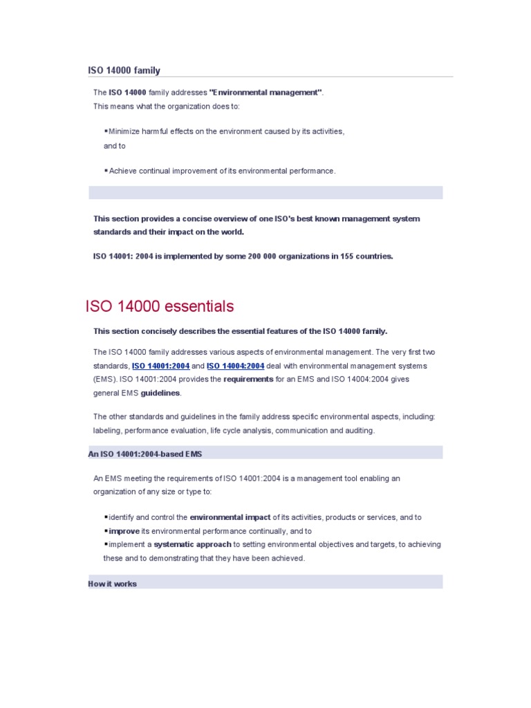 ISO 14000 Family | PDF | Environmental Resource Management | Litigation ...