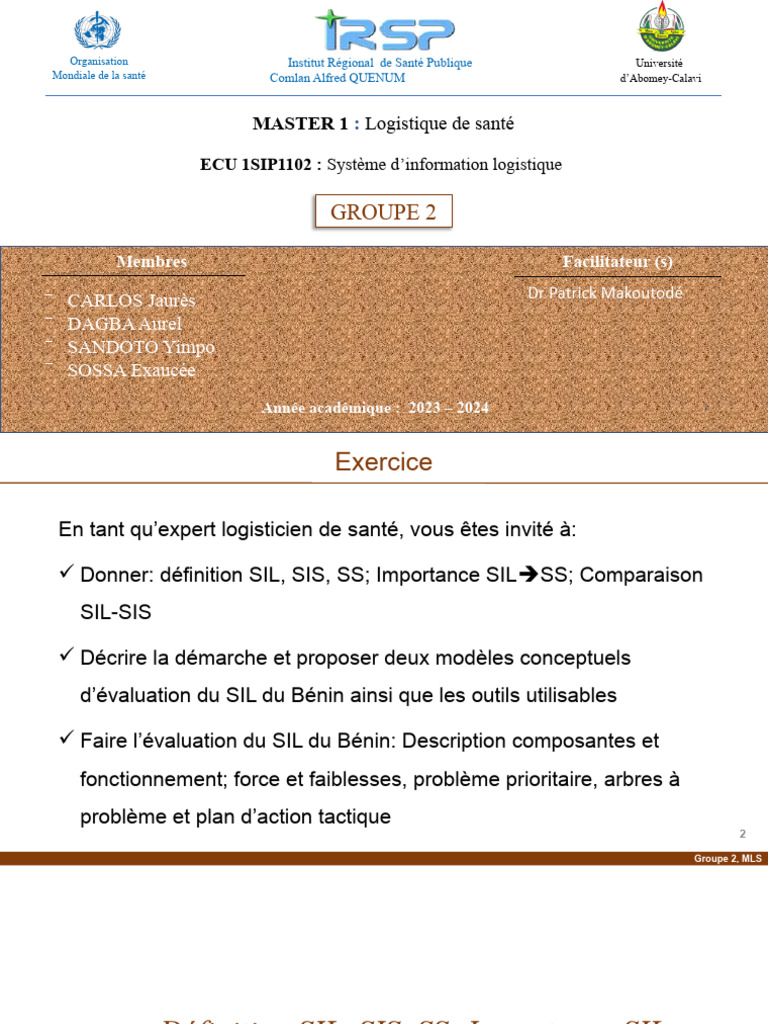 Exercice 5 SIL MLS Grp2 | PDF | Logistique | Informations