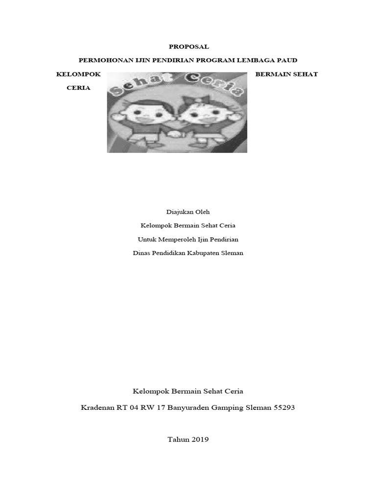 Contoh Permohonan Ijin Pendirian PAUD | PDF