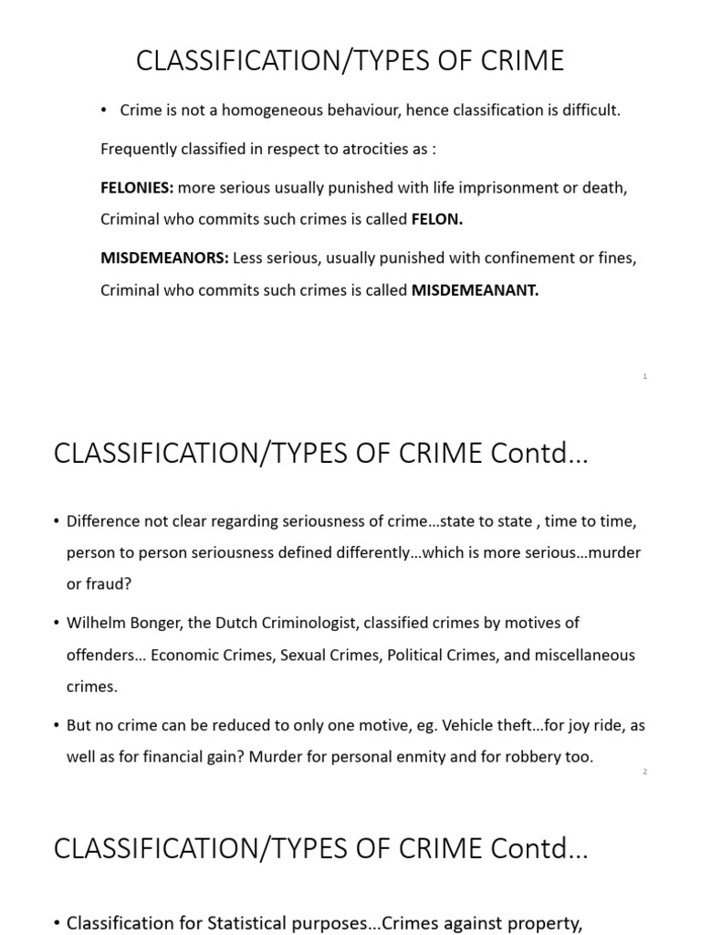 Classification of Crime | PDF | Robbery | Child Abuse