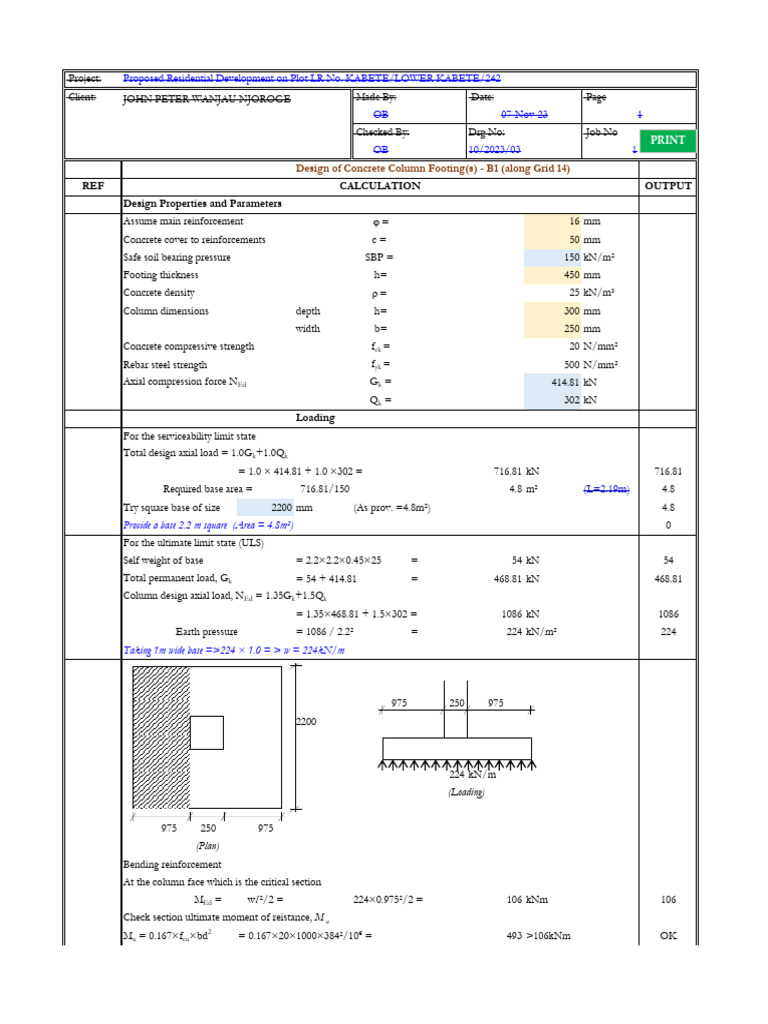 Column Footing Example1 | Download Free PDF | Mechanical Engineering | Applied And ...