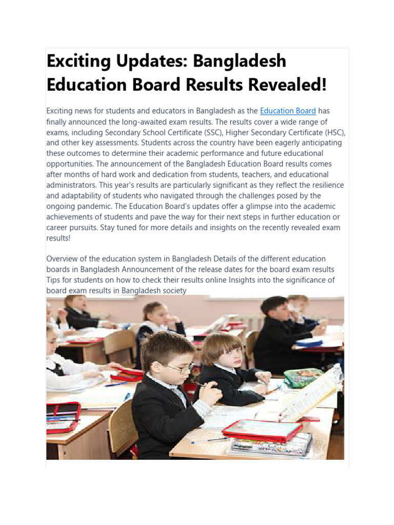 Bangladesh Education Board Results 2023 | PDF | Educational Stages