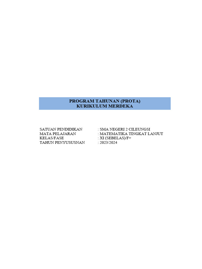 Prota Kelas Xi | PDF