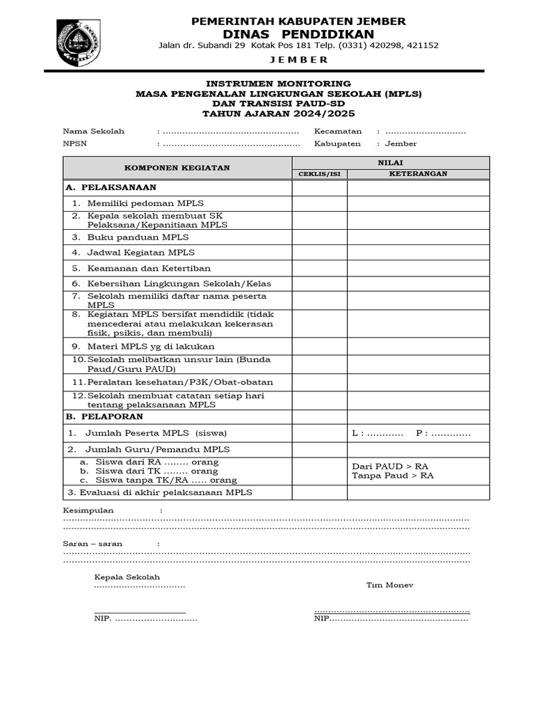 Instrumen Monitoring MPLS 2024 | PDF