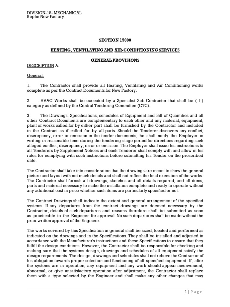 86.hvac Specification Details | PDF | Duct (Flow) | Specification (Technical Standard)