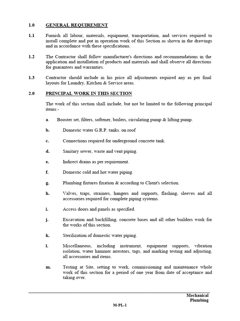 140.plumbing Specification Details | PDF | Pipe (Fluid Conveyance) | Valve