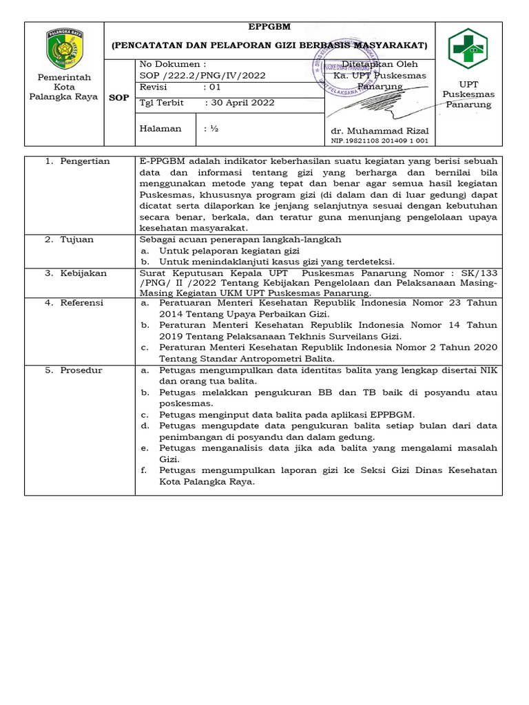 Sop Eppgbm 2022 | PDF