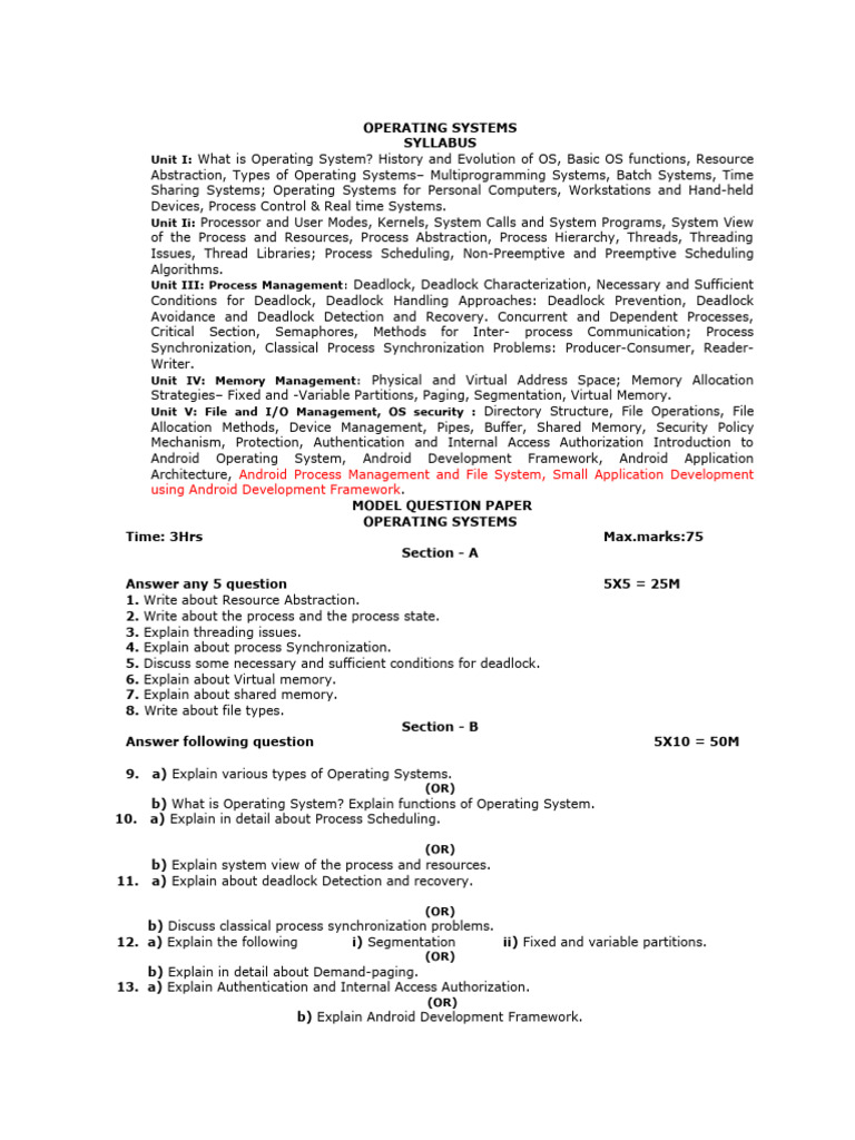 Operating Systems Notes | PDF | Operating System | Process (Computing) Operating Systems Notes | PDF | Operating System | Process (Computing)