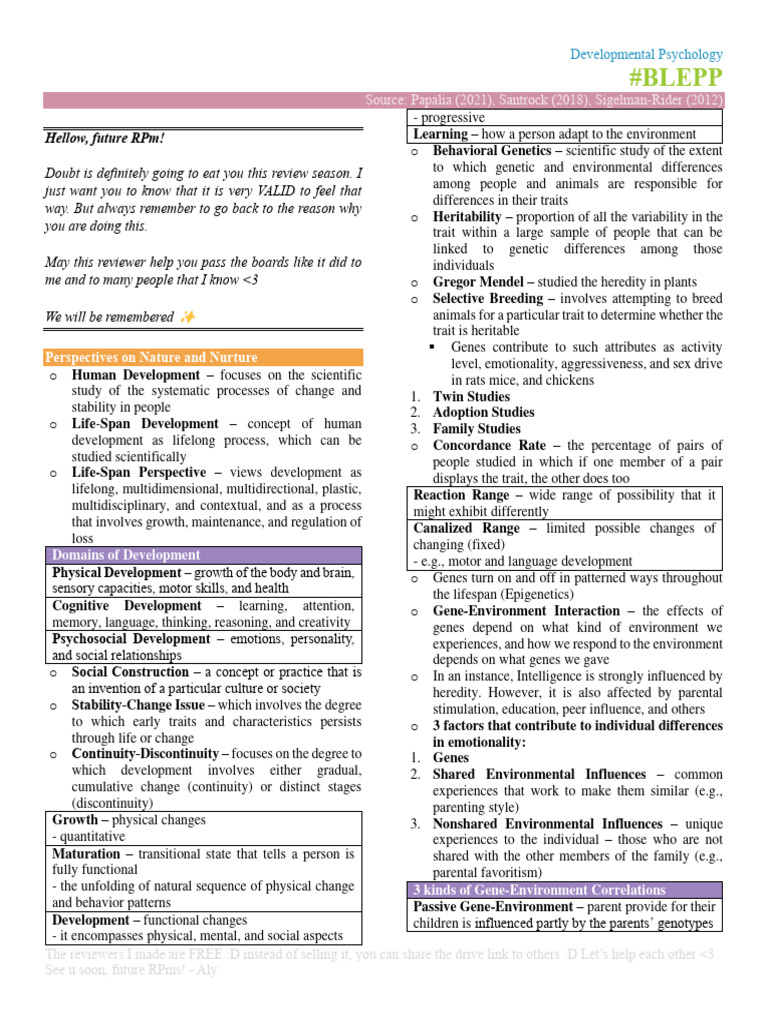 TOS Outline DevPsych Final-Pages-1 | PDF | Thought | Psychology