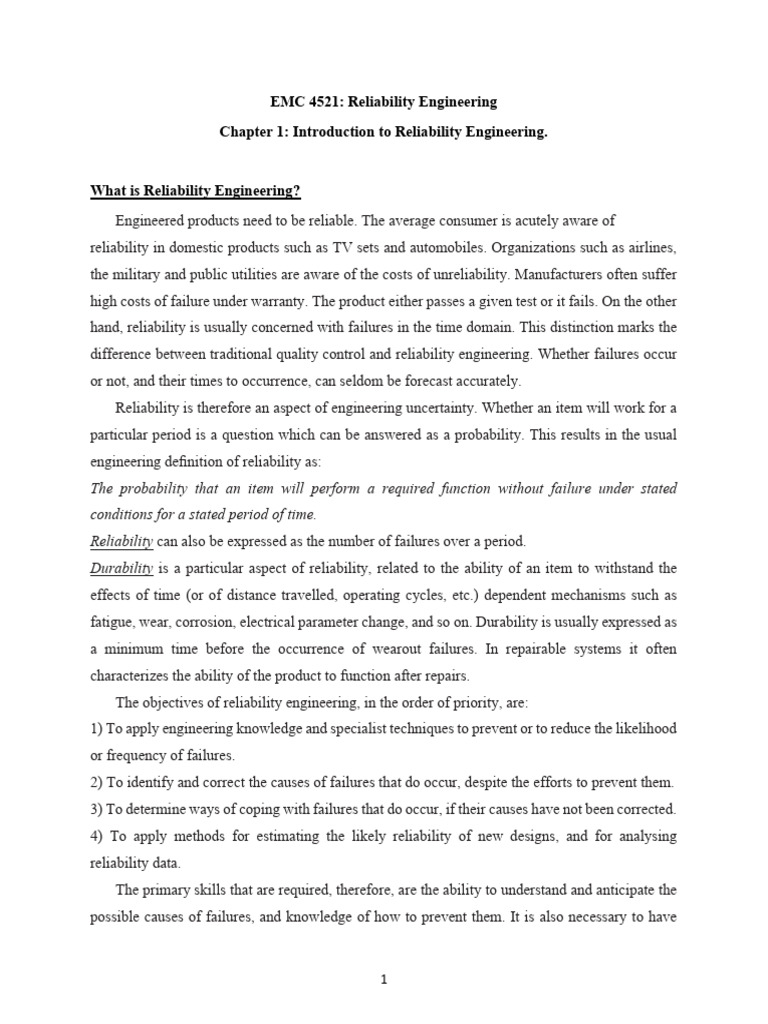 Introduction To Reliability Engineering | PDF | Reliability Engineering | Strength Of Materials
