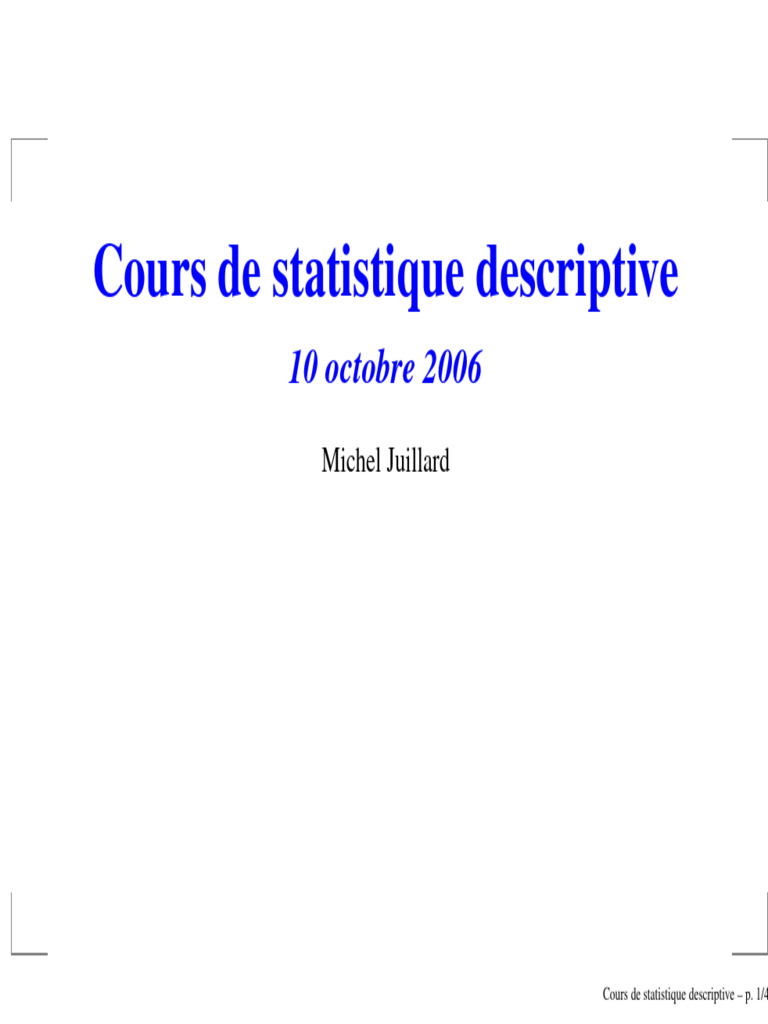 Cours de Statistique Descriptive | PDF | Statistiques | Statistique ...