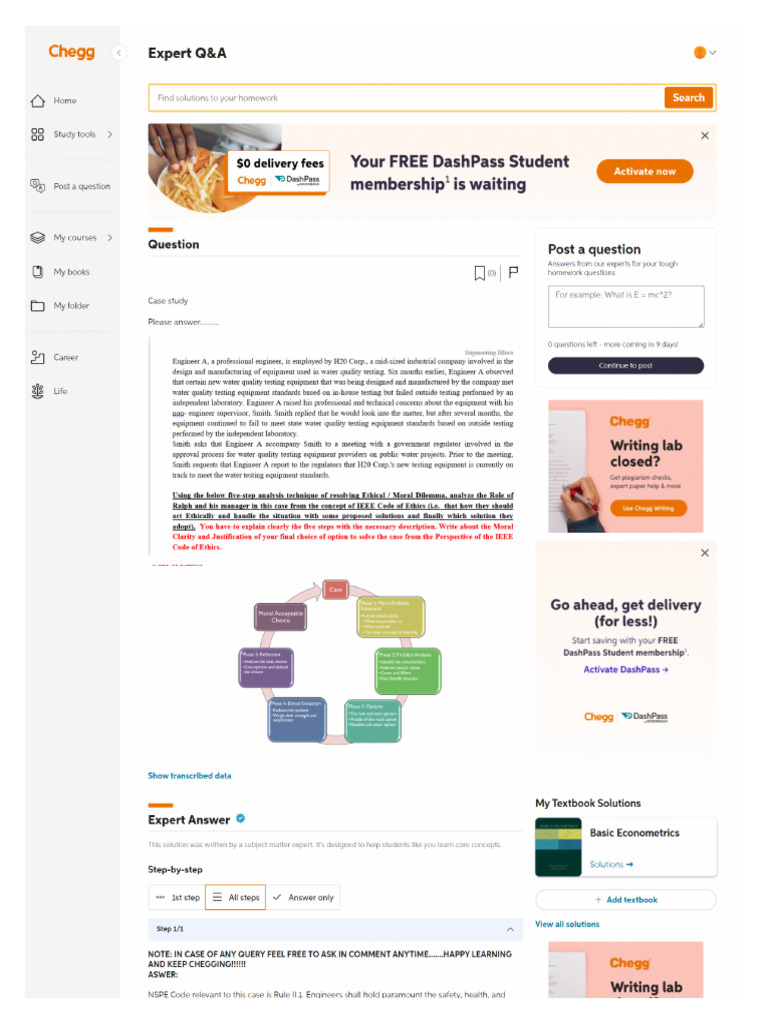 Screencapture Chegg Homework Help Questions and Answers Engineering | PDF