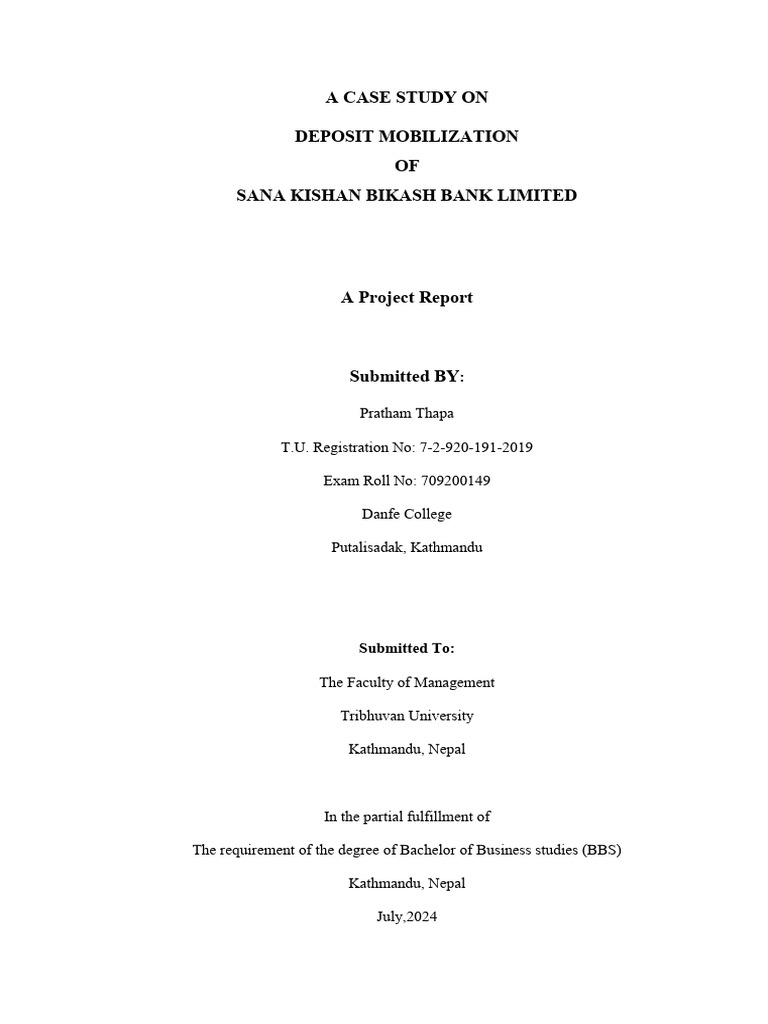 Project Report Pratham_BBS 4th year | PDF | Microfinance | Microcredit
