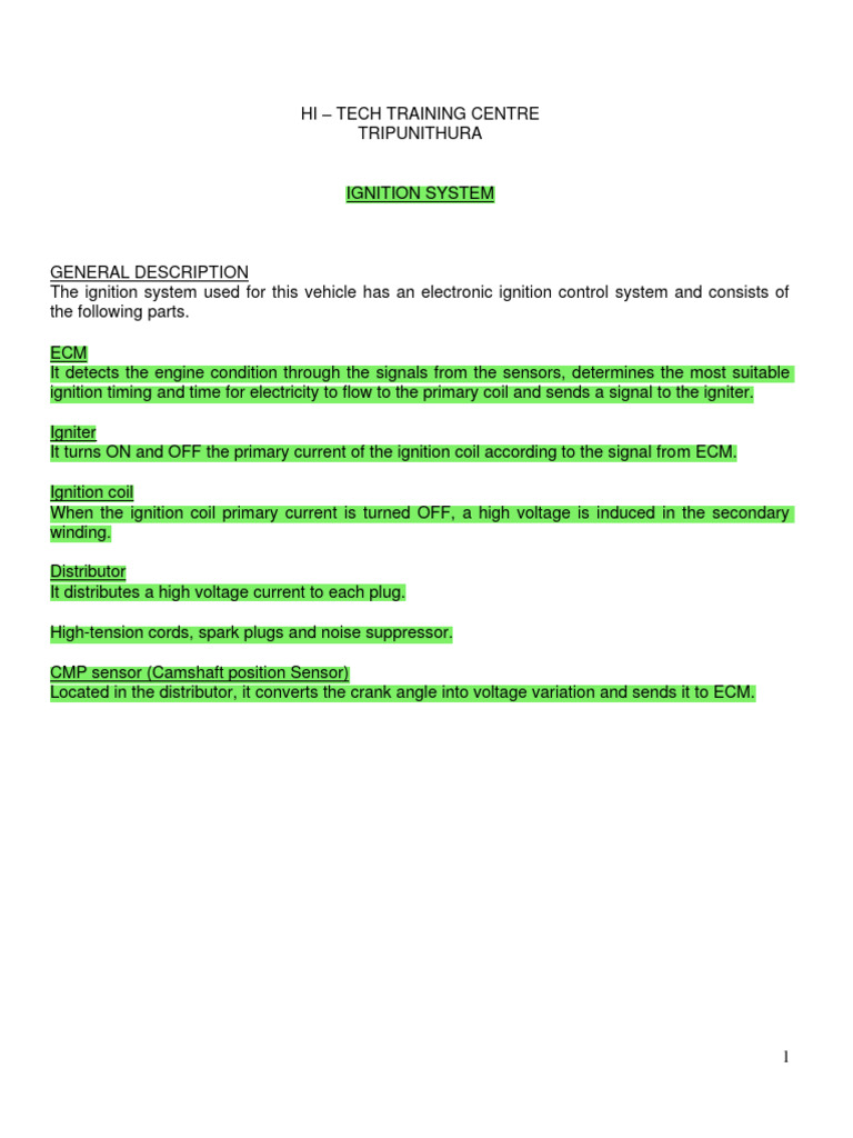 IGNITION FULL NOTE | PDF | High Voltage | Ignition System