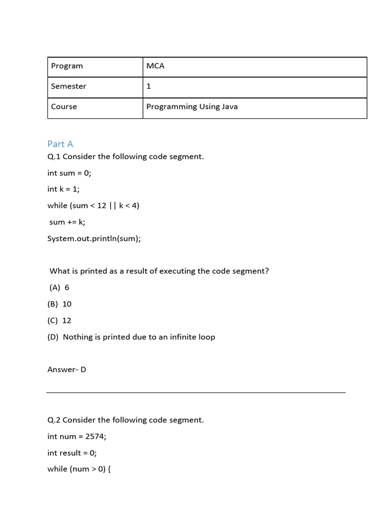 V20pca101 Programming Using Java Pdf Class Computer Programming Method Computer 7670