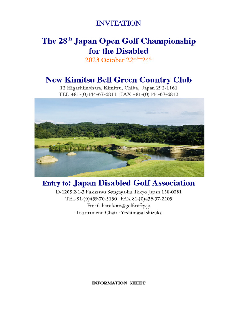 28th Japan Open Golf Championship Info Sheet | PDF | Sports ...
