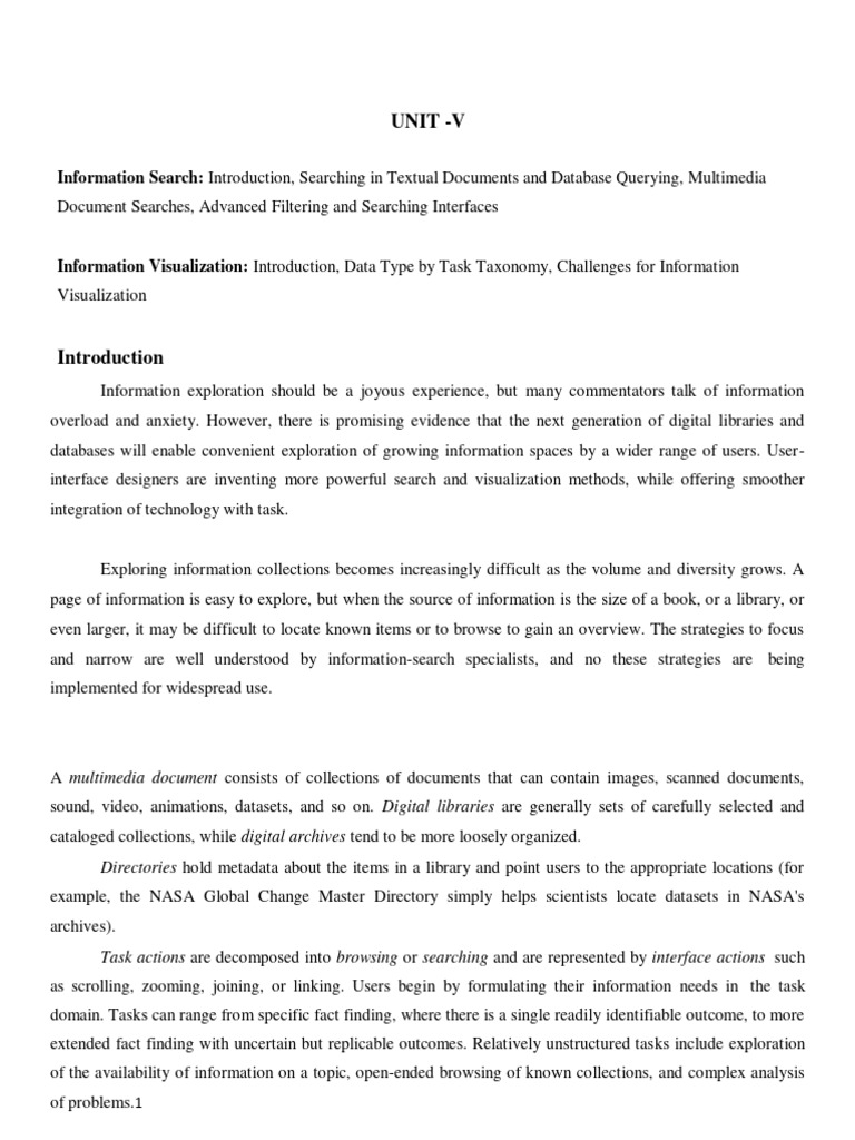 Hci Unit 5 | PDF | Information Retrieval | Databases