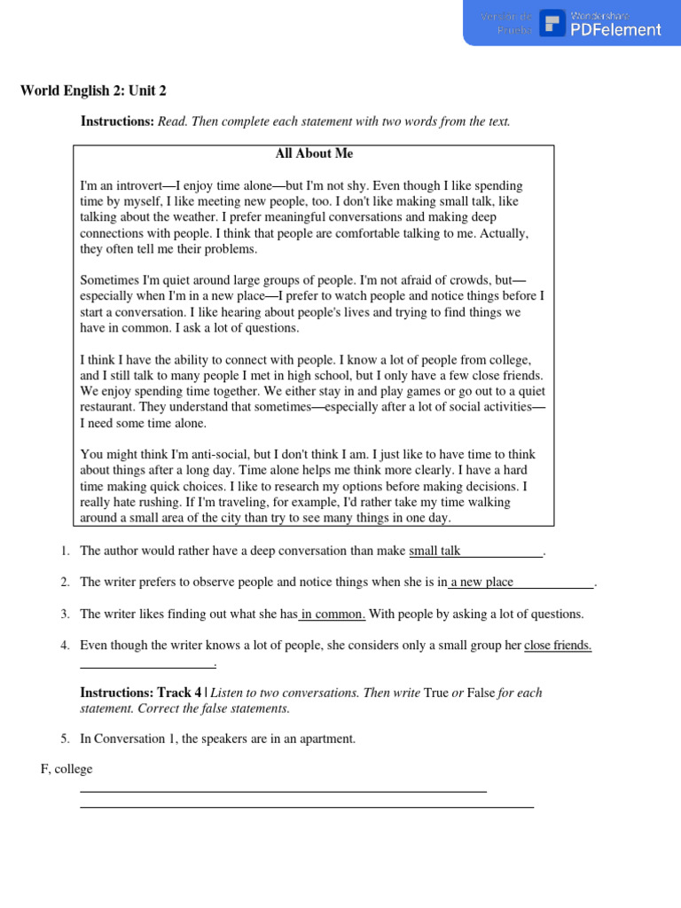 Level 2 - Unit 02 | PDF | Conversation | English Language