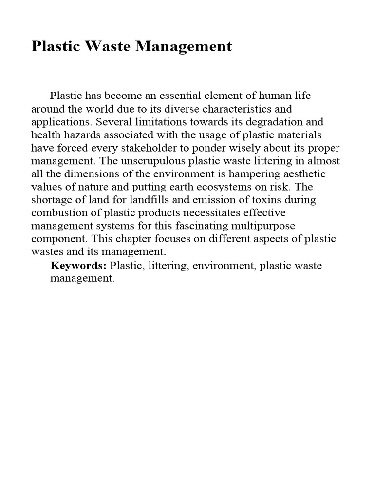 Effective Plastic Waste Management Strategies | PDF | Plastic | Waste