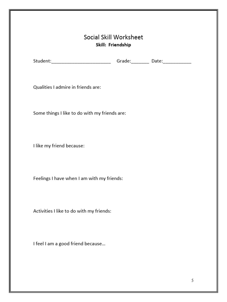 FINAL Social Skills Worksheets | PDF | Feeling | Anger